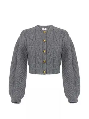 Elisabetta Franchi Cardigan In Knit Fabric - Grey