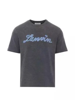 LANVIN Embroidered-logo Crew-neck T-shirt - Grey