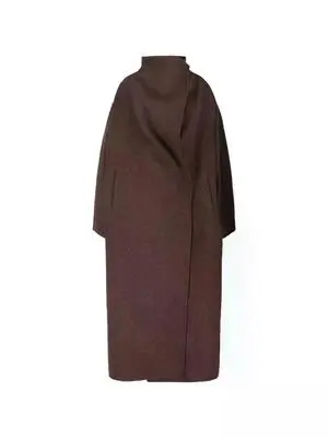THE FRANKIE SHOP Leroy Funnel-neck Wool-blend Coat - Brown
