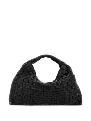 CAMPOMAGGI Edera Woven Leather Shoulder Bag - Black