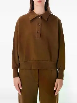 SESSUN Blove Button-placket Drop-shoulder Sweater - Brown