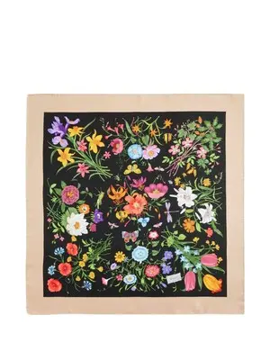 Gucci Gucci Printed Silk Foulard Beige