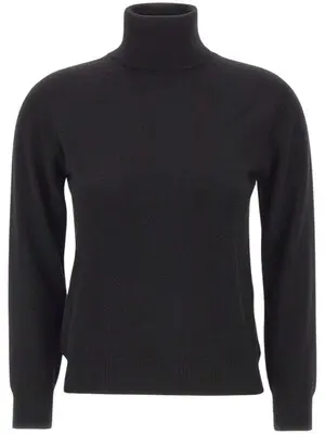 KANGRA Ribbed Turtleneck Knitted Sweater - Black