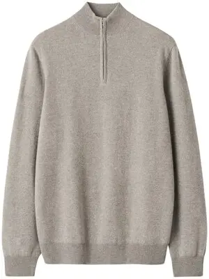 Soft Goat Half Zip Sweater By - Grey