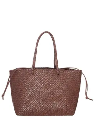 IBELIV Bazika Woven Leather Tote Bag - Brown