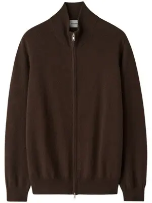 Soft Goat Full Zip Cardigan By - Brown