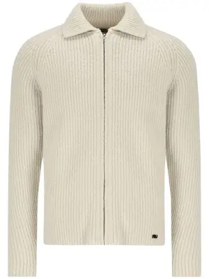 MASSIMO OSTI STUDIO Ribbed Zip Knitted Sweater - Beige