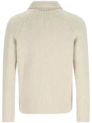 MASSIMO OSTI STUDIO Ribbed Zip Knitted Sweater - Beige