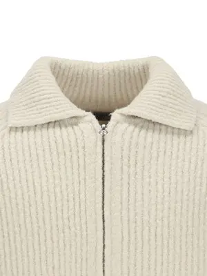 MASSIMO OSTI STUDIO Ribbed Zip Knitted Sweater - Beige