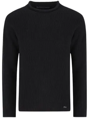 MASSIMO OSTI STUDIO Textured Crew Knitted Sweater - Black