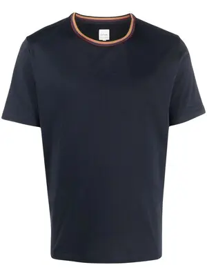 Paul Smith Artist Stripe' Collar Cotton T-shirt - Blue