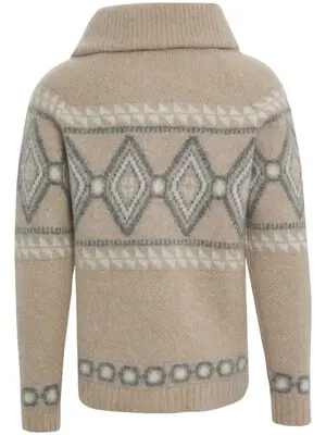 BORGO ASOLO CASHMERE Rombi Geometric Pattern Cardigan