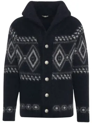 BORGO ASOLO CASHMERE Rombi Geometric Pattern Cardigan - Multi