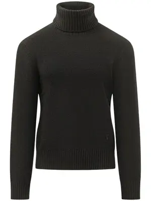 AMI Paris High Neck Knitted Jumper - Black