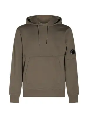 C.P. COMPANY Diagonal-raised Fleece Lens Hooded Sweatshir - Grey