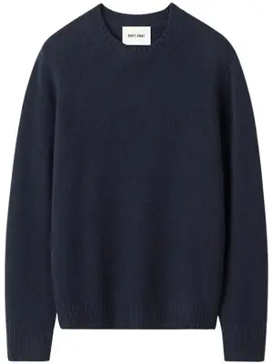 Soft Goat Chunky Crewneck Sweater By - Blue