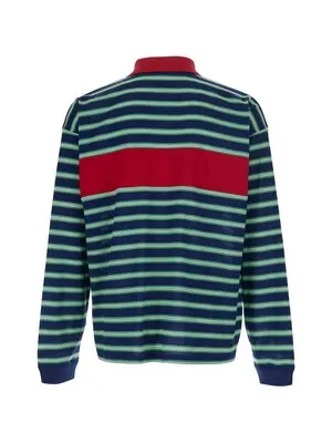 Versace Logo-detail Striped Long-sleeve Polo Shirt - Multi
