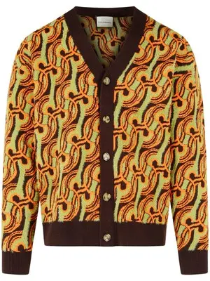Drole De Monsieur Abstract Printed Knitted Cardigan
