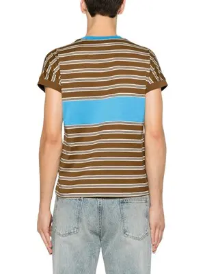 Versace Striped Logo Embroidered Knit T-shirt By