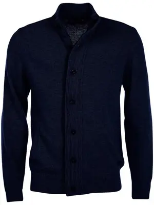 Barbour Wool Zip Through Sweather - Blue