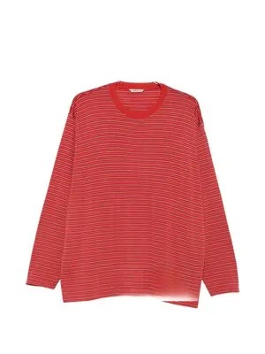 Auralee Wool Striped T-shirt - Red
