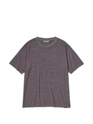 Auralee Wool Striped T-shirt - Grey
