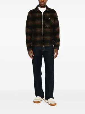 Moncler Check Jersey Zip-up Shirt