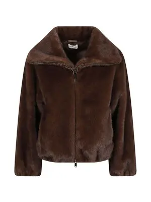 PAROSH Faux Fur Jacket By - Brown