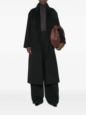 Max Mara Wool Coat With Notch Lapels, Wrap Design And Detacha