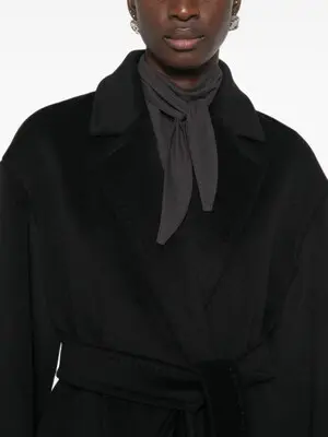 Max Mara Wool Coat With Notch Lapels, Wrap Design And Detacha