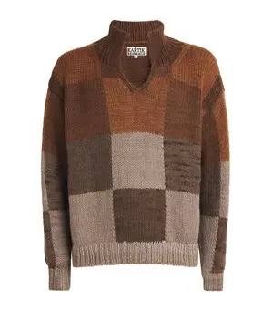 KARTIK RESEARCH Wool Check Rugby Knit Sweater
