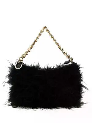 TWINSET Liliane Feather-trim Clutch Bag - Black
