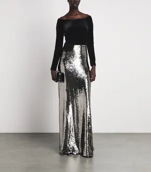 Monique Lhuillier Velvet Sequin-trim Gown