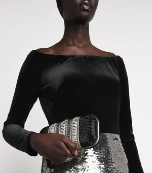 Monique Lhuillier Velvet Sequin-trim Gown