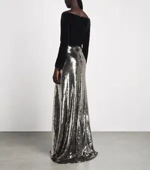 Monique Lhuillier Velvet Sequin-trim Gown