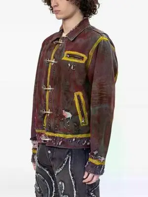 THUG CLUB Distressed Painted-line Jacket - Red