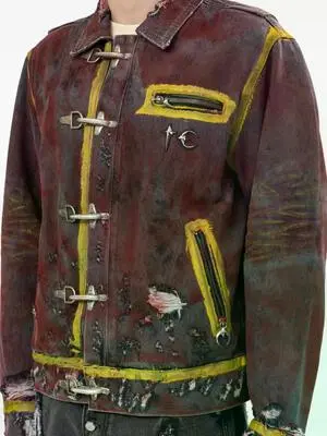 THUG CLUB Distressed Painted-line Jacket