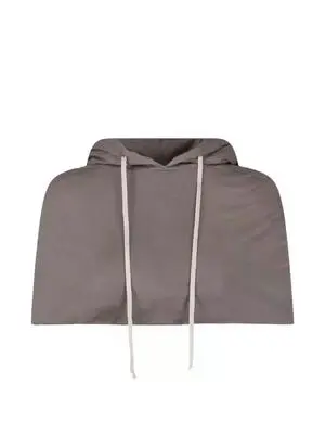 Rick Owens Cropped Drawstring Hoodie - Grey