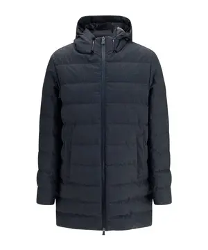 Herno Quilted Hooded Coat - Grey