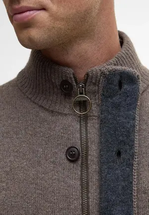 Barbour Stand Collar Cardigan - Brown