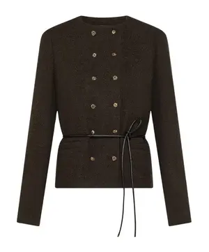 Seventy Wool Blend Jacket With Belt - Brown