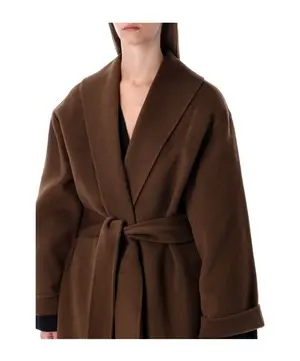 BY MALENE BIRGER Brown Wool Trullem Belted Waist Coat
