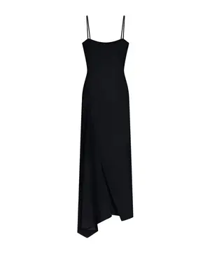 Givenchy Sliced Long Slashed Dress In Crepe Cady - Black
