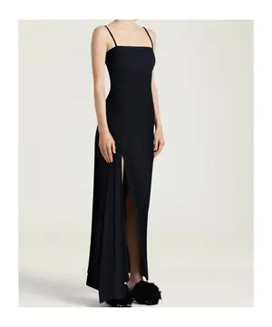 Givenchy Sliced Long Slashed Dress In Crepe Cady