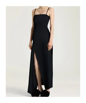 Givenchy Sliced Long Slashed Dress In Crepe Cady