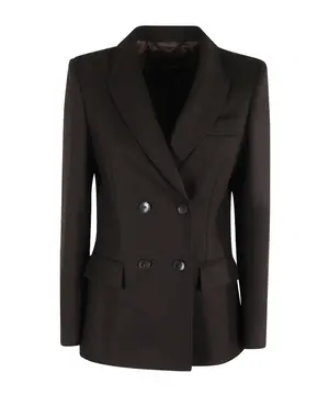 Seventy Double-breasted Flannel Jacket - Black
