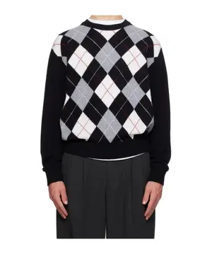 DUNST Argyle Crew Neck Knitted Sweater