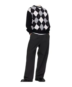 DUNST Argyle Crew Neck Knitted Sweater