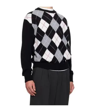 DUNST Argyle Crew Neck Knitted Sweater