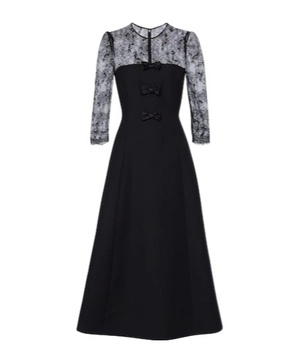 Valentino Garavani Crepe Couture Lace-trimmed Midi Dress - Black